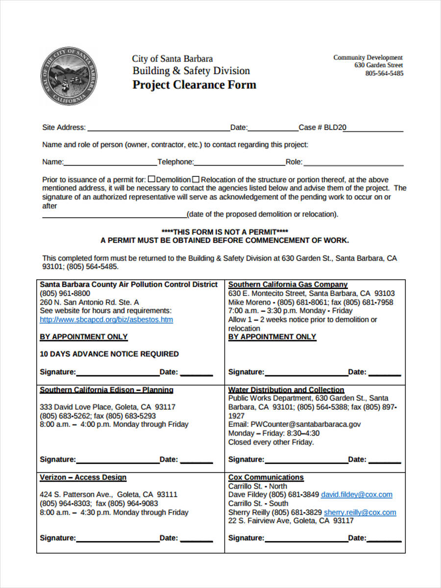 FREE 7+ Work Clearance Forms in PDF | Ms Word