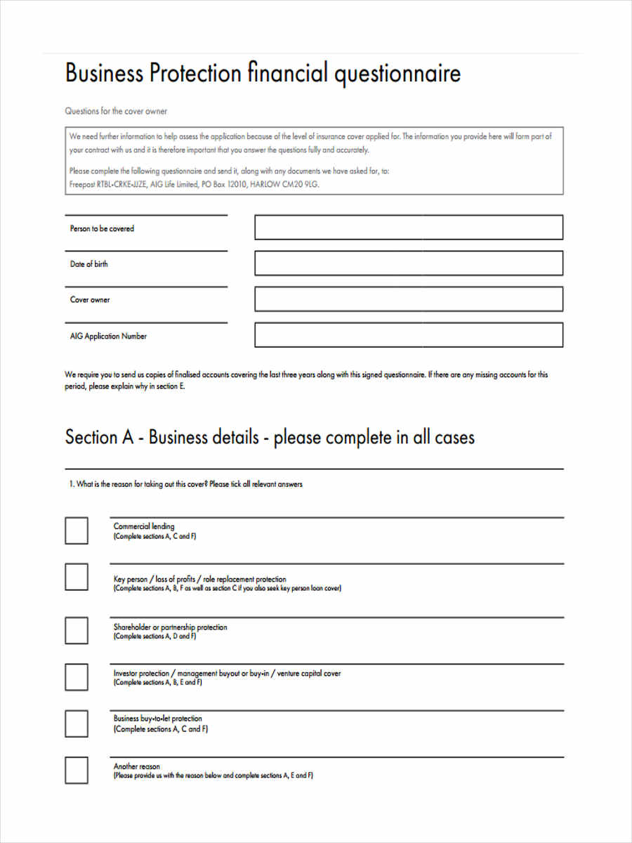 FREE 9+ Financial Questionnaire Forms in PDF | MS Word