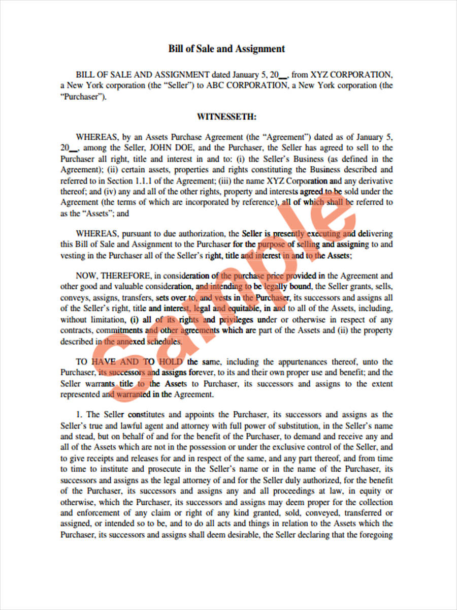 FREE 28+ Sample Bill of Sale Forms in PDF | Ms Word