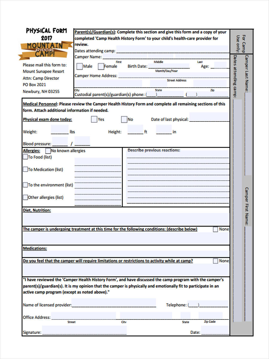 FREE 13+ Physical Form Samples, PDF, MS Word, Google Docs