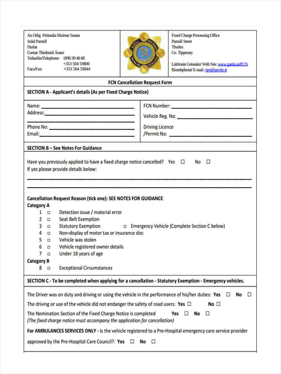 FREE 8 Sample Notice Of Cancellation Forms In MS Word PDF