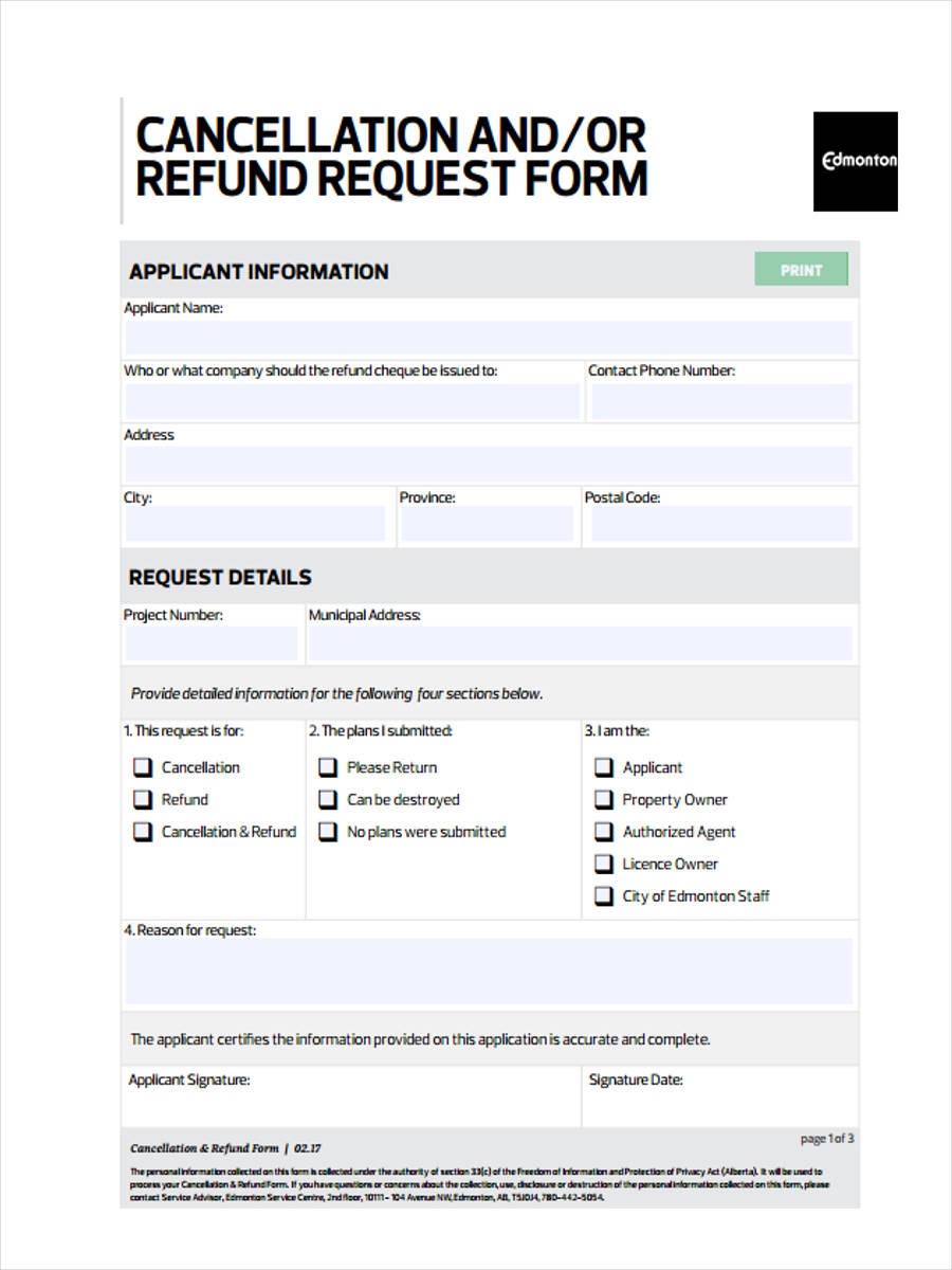 FREE 13+ Refund Request Form Samples, PDF, MS Word, Google Docs, Excel