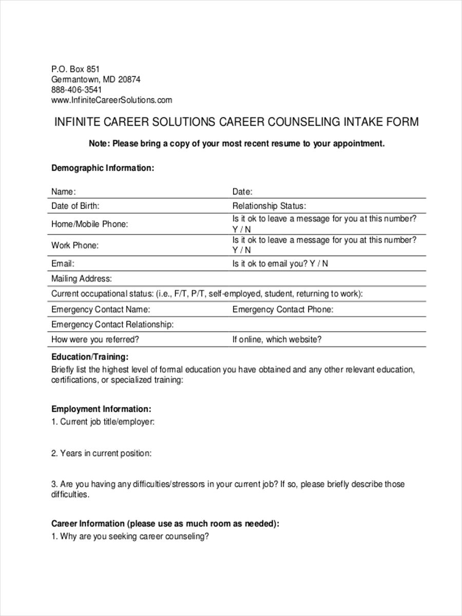 FREE 38+ Counselling Form Samples, PDF, MS Word, Google Docs