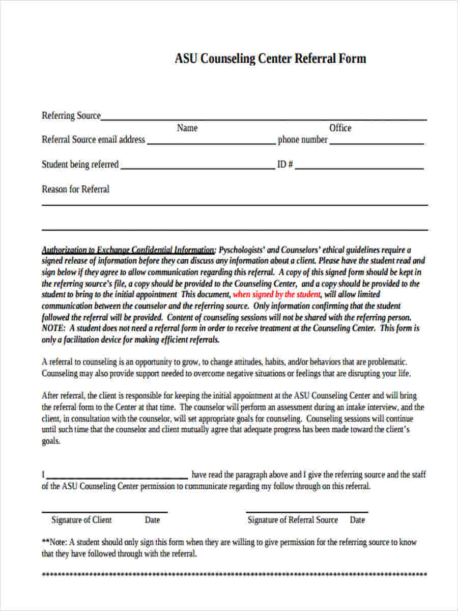 FREE 12+ Counseling Referral Form Samples, PDF, MS Word, Google Docs
