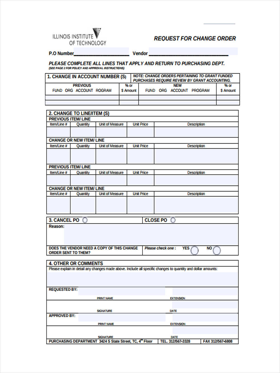 FREE 9+ Change Order Request Forms in PDF | Excel