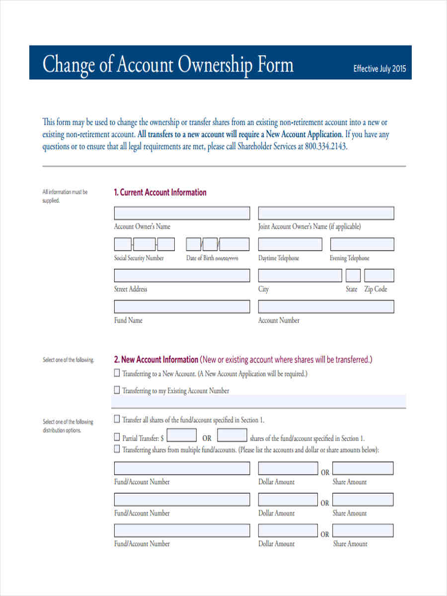 FREE 7 Ownership Transfer Forms In PDF