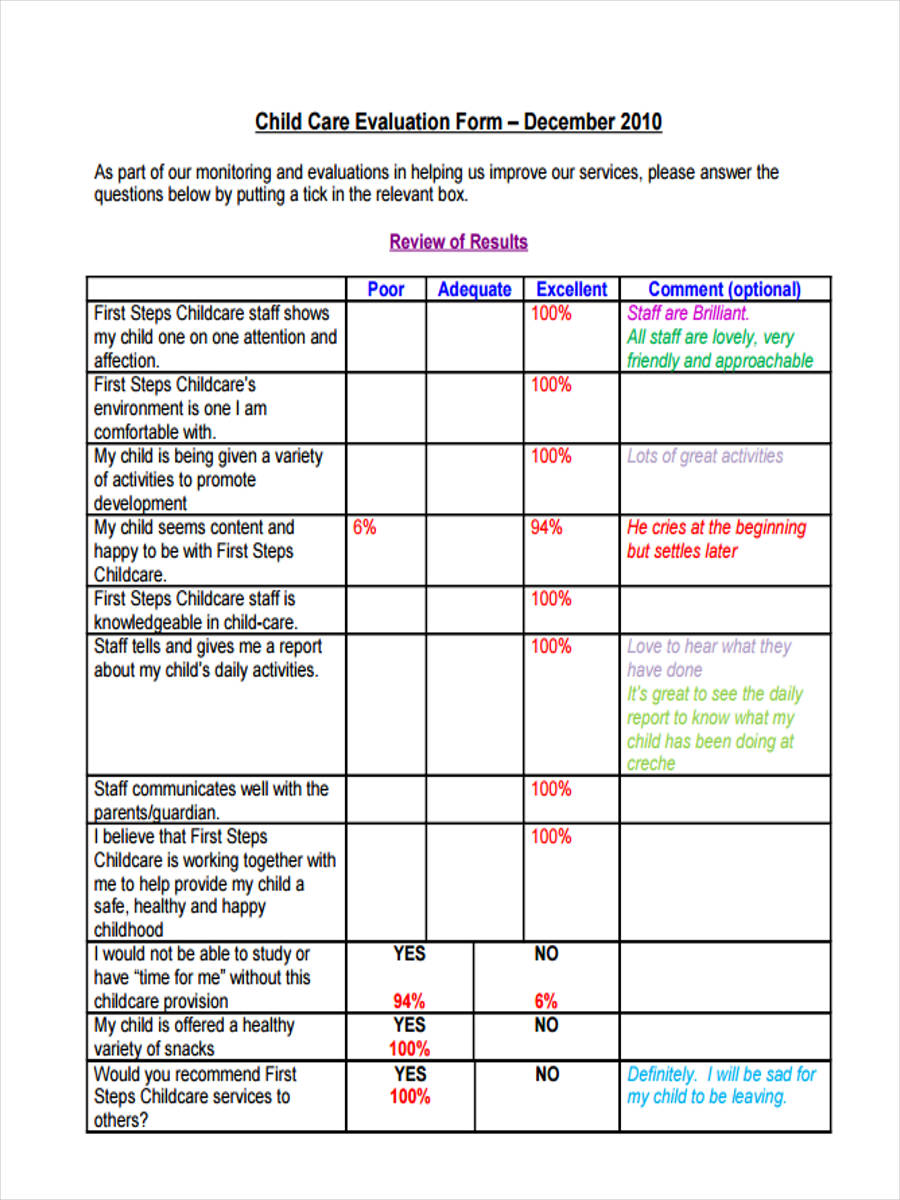 Free 4 Sample Child Assessment Forms In Ms Word Pdf Riset