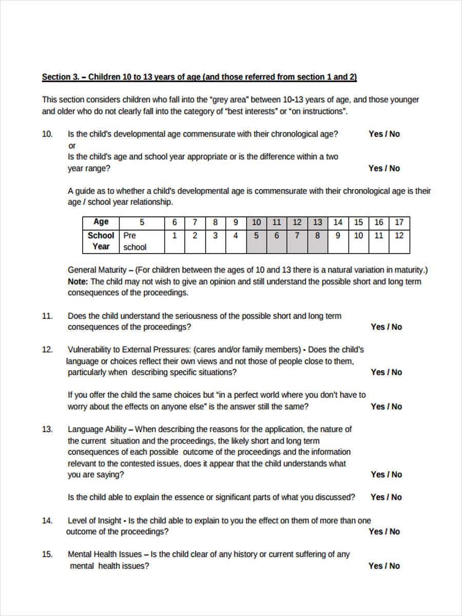 FREE 4 Sample Child Assessment Forms In MS Word PDF