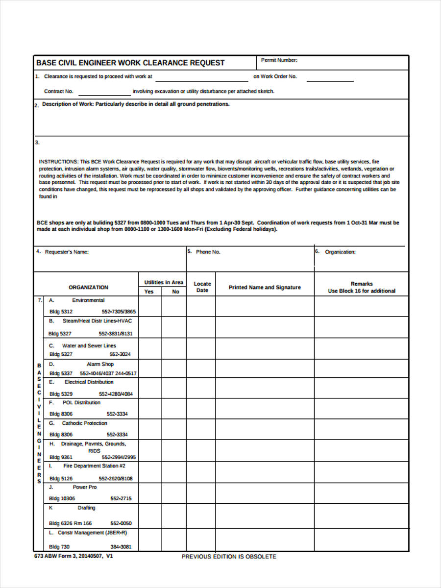 FREE 7+ Work Clearance Forms in PDF | Ms Word