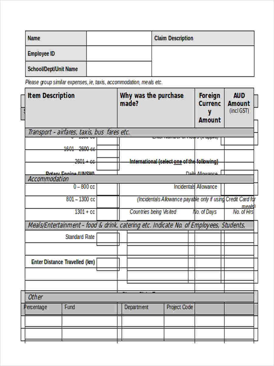 FREE 6+ Claim Reimbursement Forms in MS Word | PDF | Excel