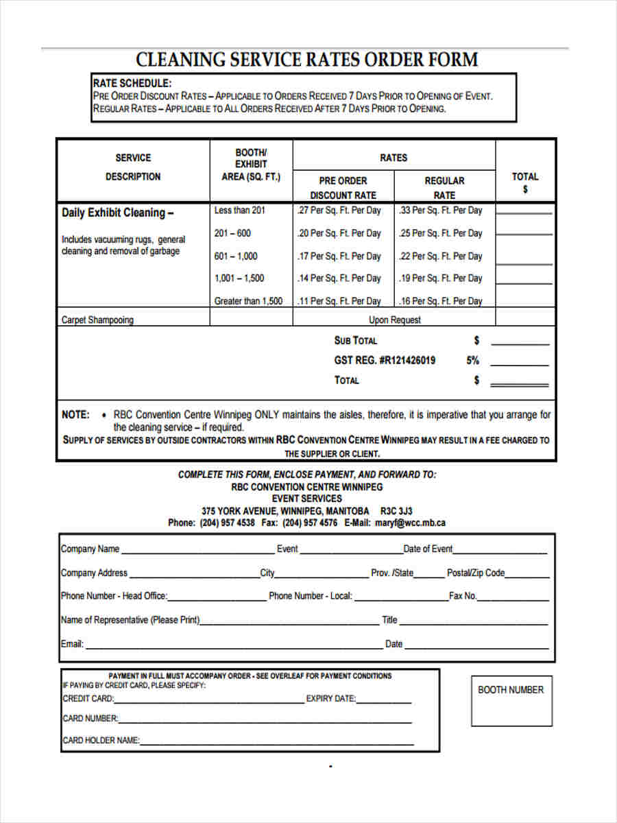 FREE 7 Cleaning Service Forms In PDF MS Word