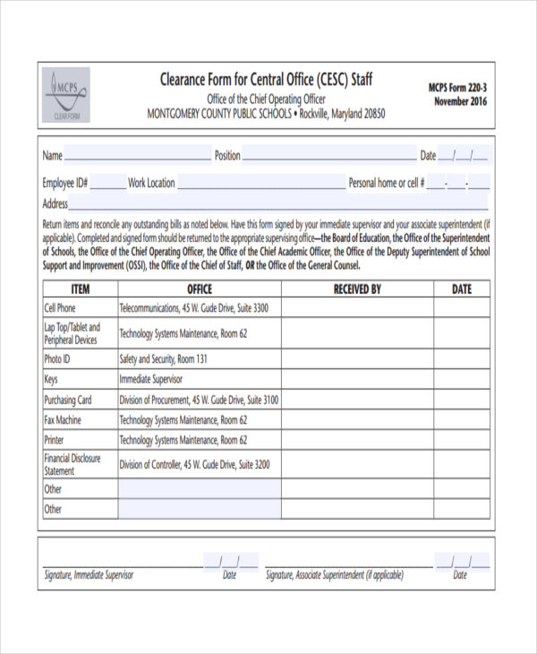 FREE 10+ Sample Staff Clearance Forms in MS Word | PDF