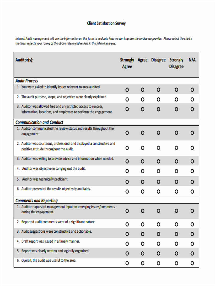FREE 10+ Client Satisfaction Questionnaire Form Samples, PDF, MS Word ...