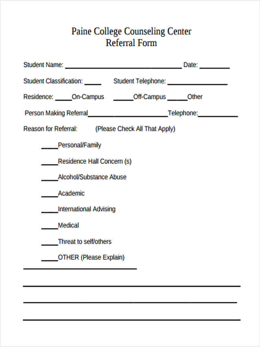 FREE 12+ Counseling Referral Form Samples, PDF, MS Word, Google Docs