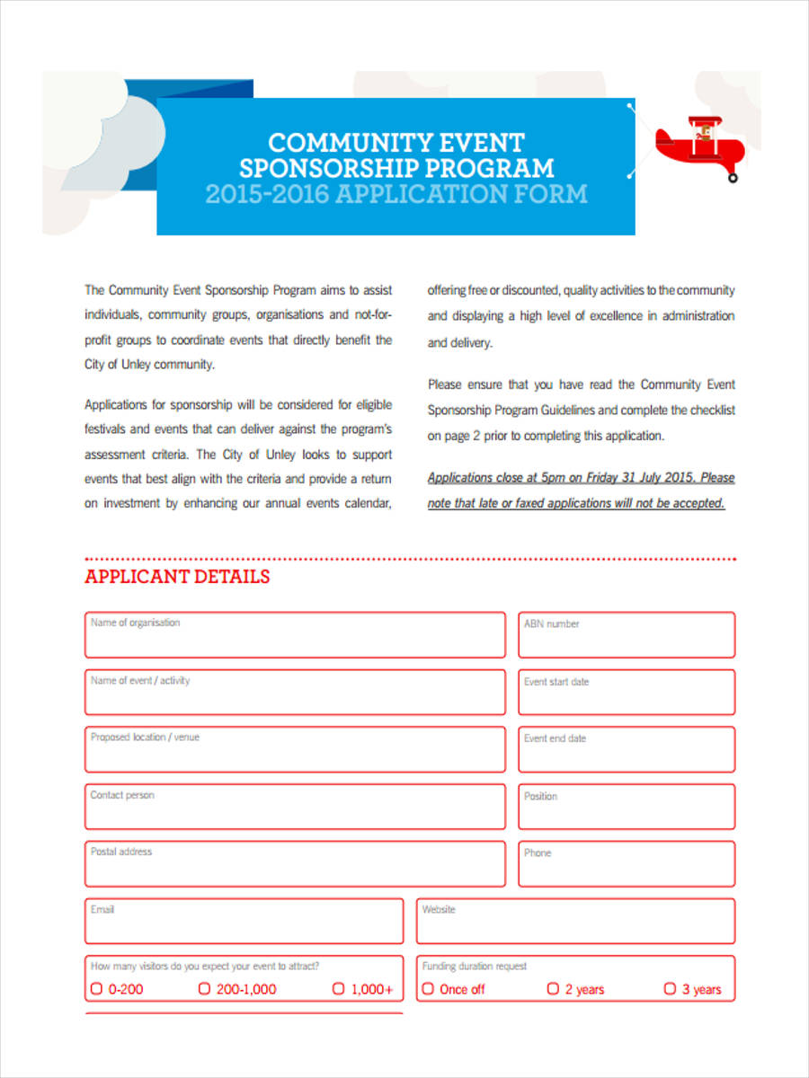 FREE 7+ Event Sponsorship Forms in MS Word | PDF | Pages