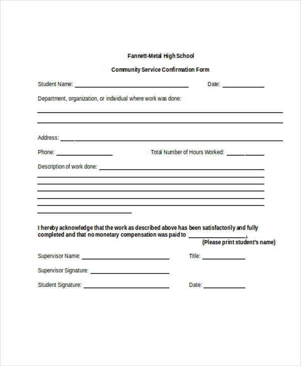 FREE 6+ Service Confirmation Forms in MS Word | PDF