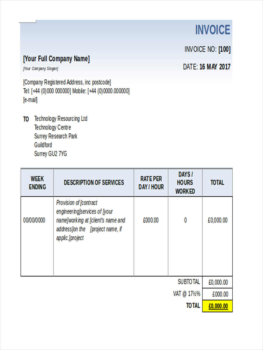 FREE 9 Printable Invoice Forms In PDF Ms Word Excel
