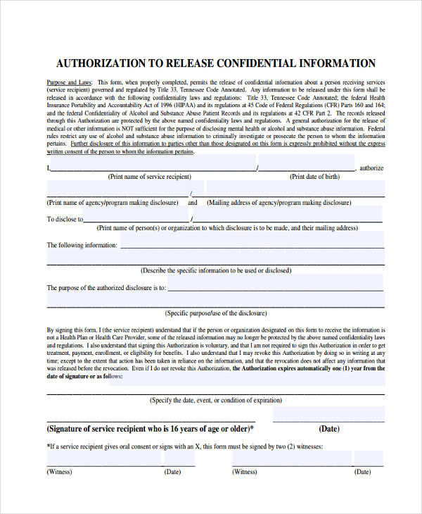 FREE 24+ General Release of Information Forms in PDF | Ms Word