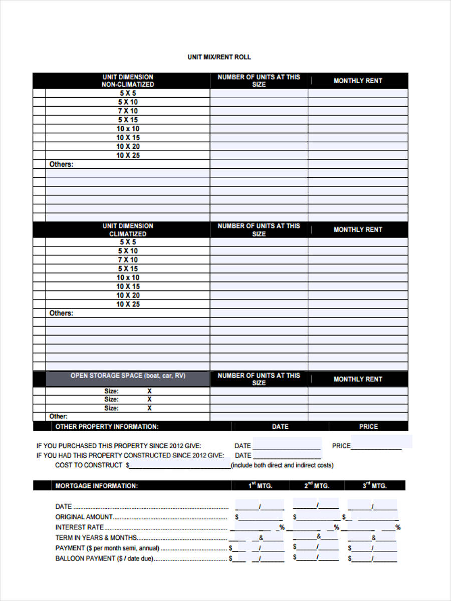 FREE 22+ Rent Roll Form Samples, PDF, MS Word, Google Docs, Excel
