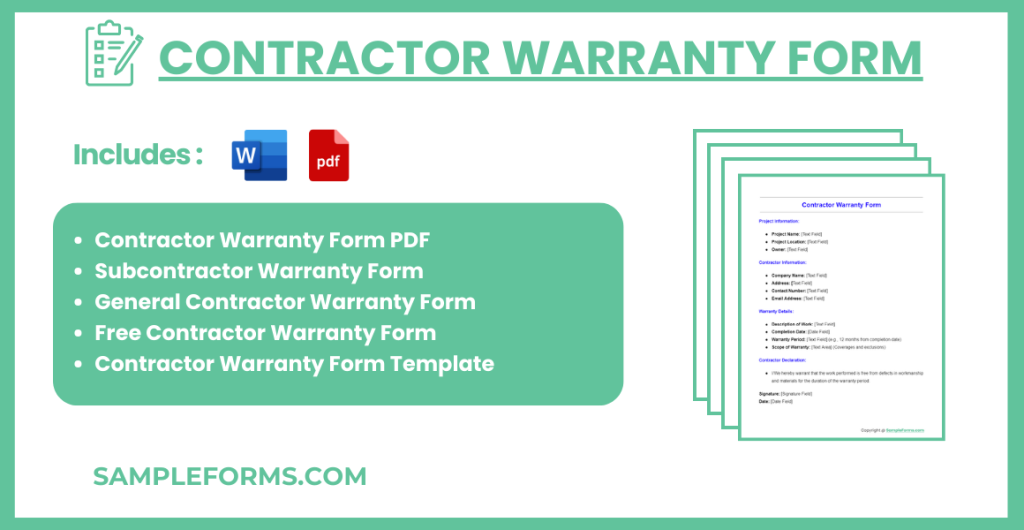 FREE 12+ Contractor Warranty Form Samples, PDF, MS Word, Google Docs