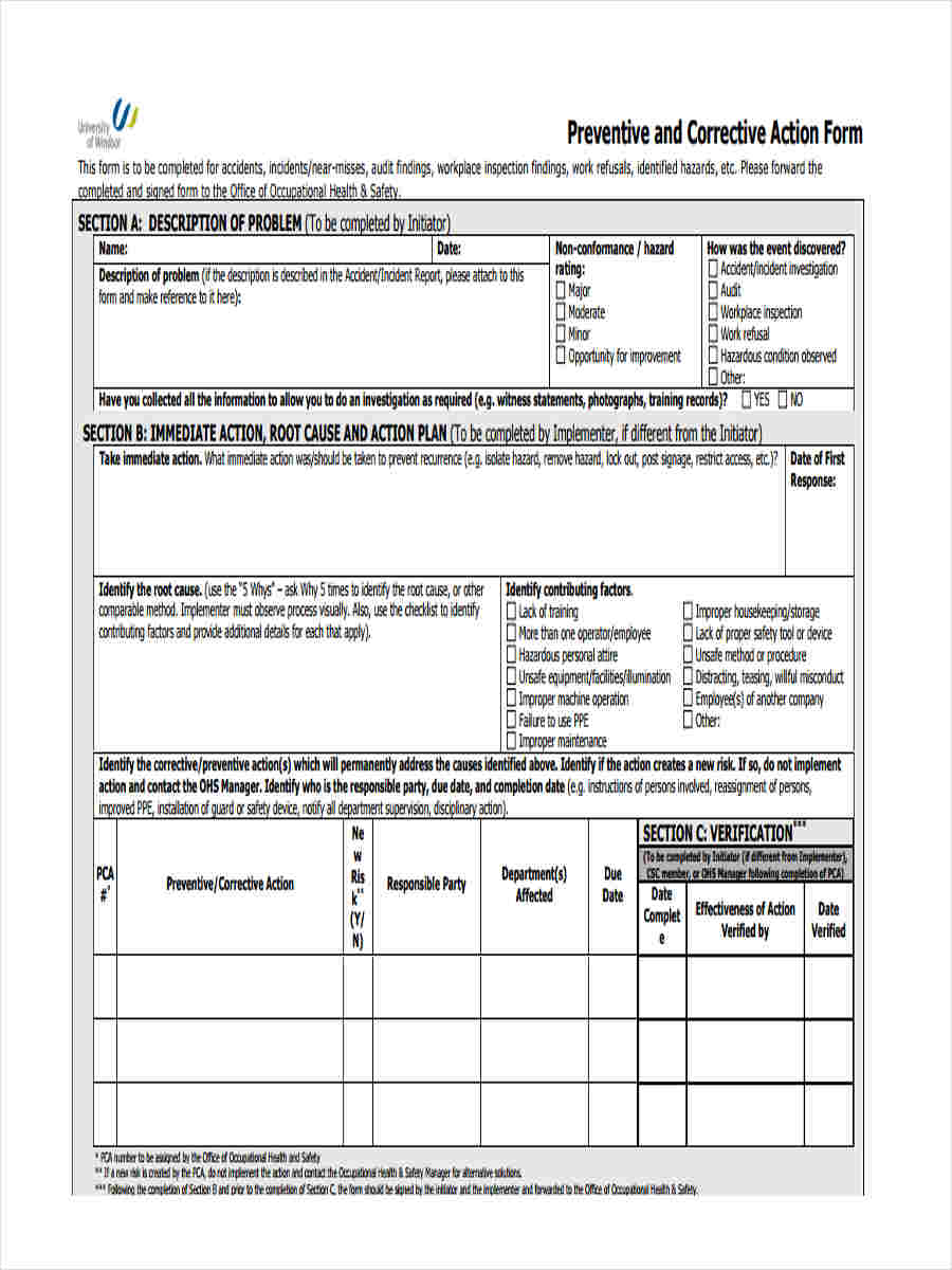 FREE 7 Sample Preventive Action Forms In MS Word PDF Excel FREE 7 Sample Preventive Action Forms In MS Word PDF Excel