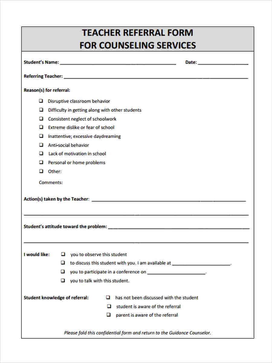 FREE 12+ Counseling Referral Form Samples, PDF, MS Word, Google Docs