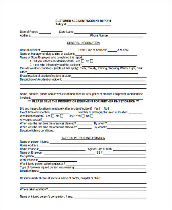 FREE 32+ Accident Report Form Samples, PDF, MS Word, Google Docs