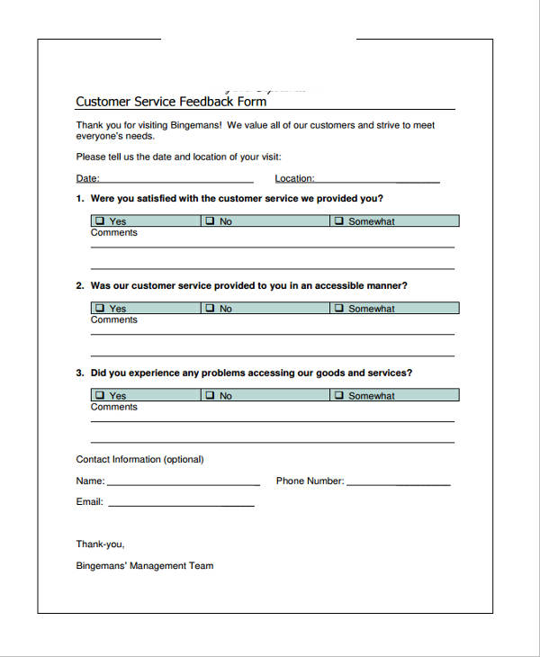 FREE 18+ Customer Service Form Samples, PDF, MS Word, Google Docs