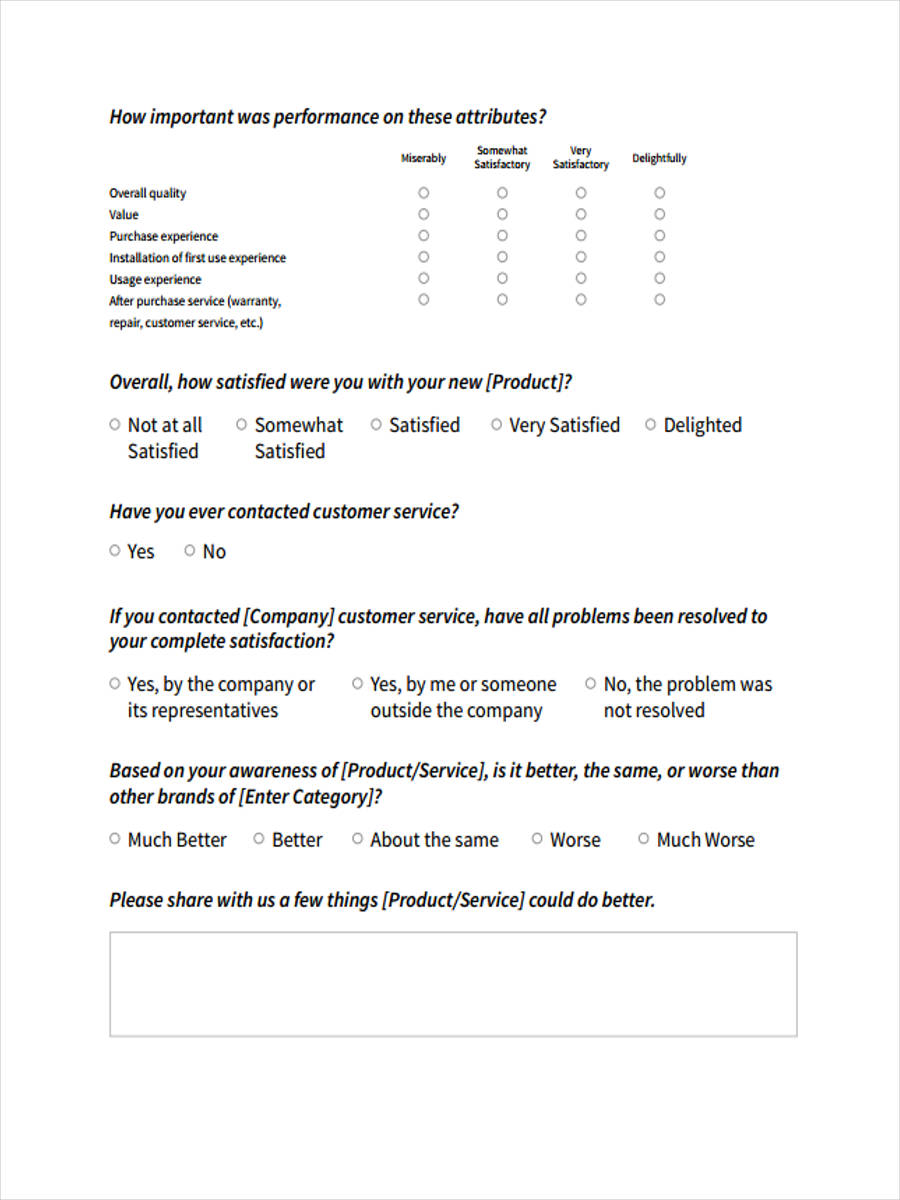 FREE 7+ Customer Questionnaire Forms in PDF