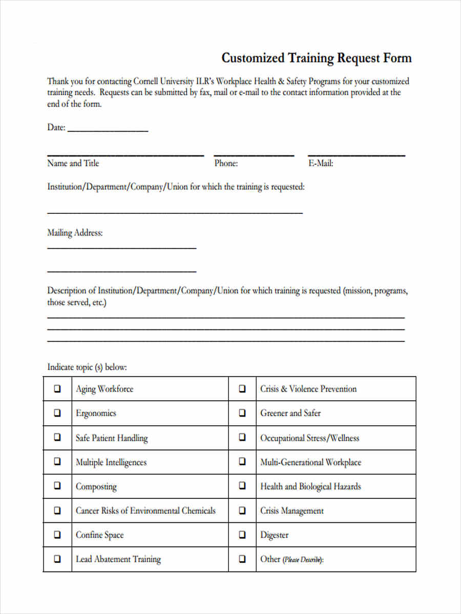 FREE 6 Training Requisition Forms In MS Word PDF