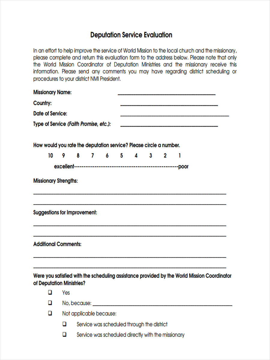 FREE 13+ Sample Service Evaluation Forms in MS Word | PDF
