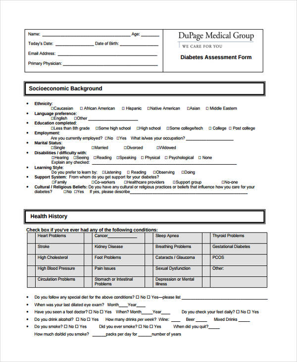 FREE 14+ Patient Assessment Form Samples, PDF, MS Word, Google Docs, Excel