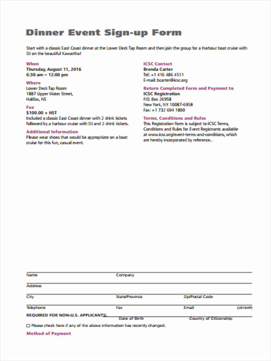 FREE 7+ Event Sign Up Forms in PDF