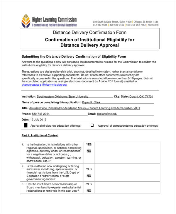 FREE 7+ Delivery Confirmation Forms in PDF
