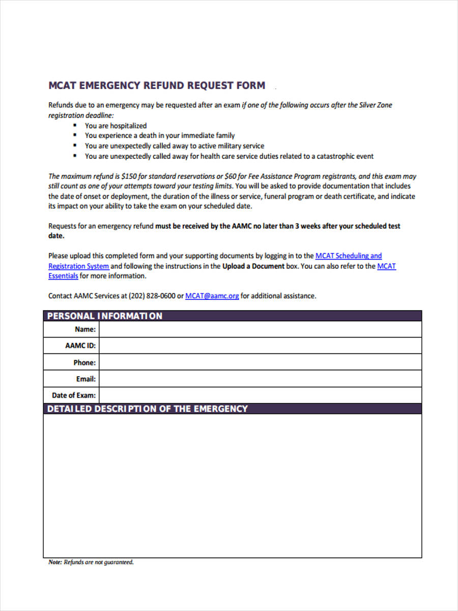 FREE 13+ Refund Request Form Samples, PDF, MS Word, Google Docs, Excel