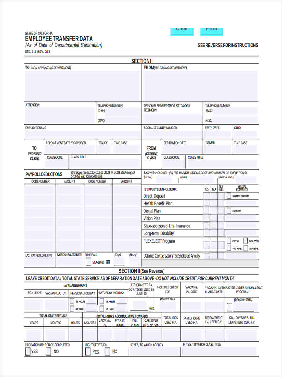 FREE 7+ Employee Transfer Forms in PDF | MS Word