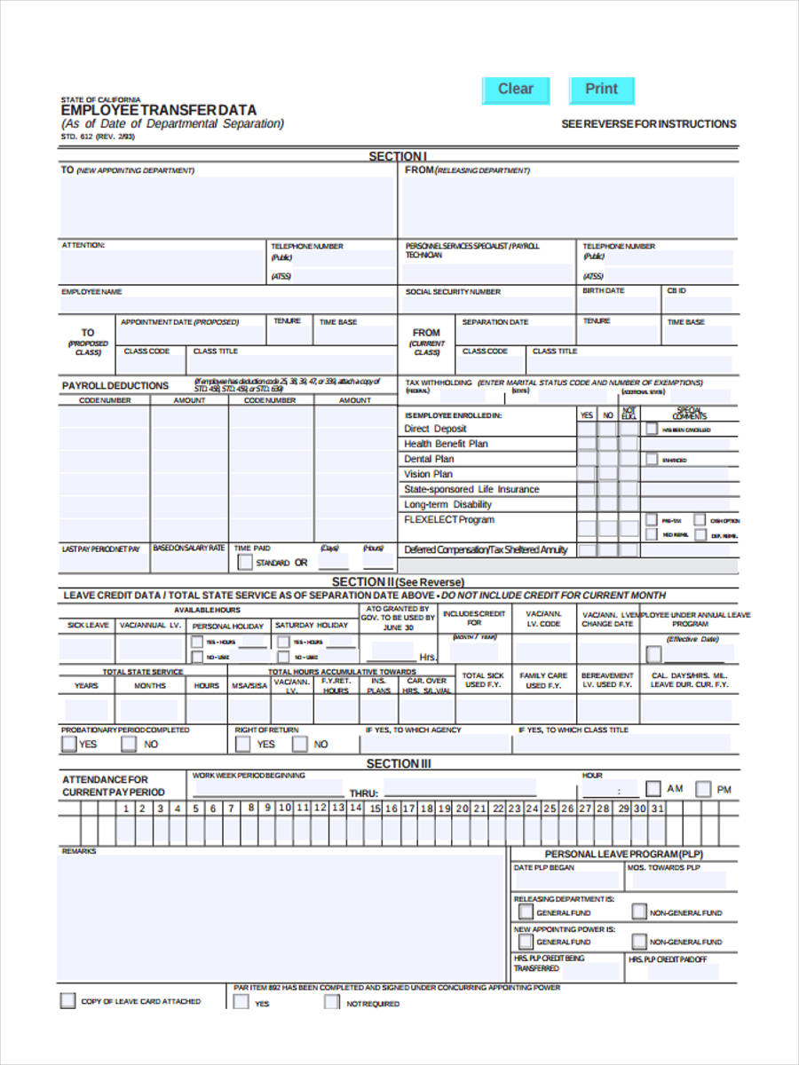 FREE 43+ Sample Transfer Forms in PDF | Ms Word | Excel