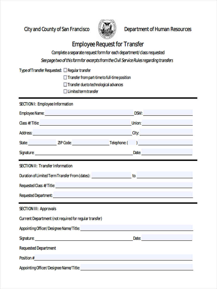 FREE 23+ Transfer Forms in PDF | Ms Word | Excel