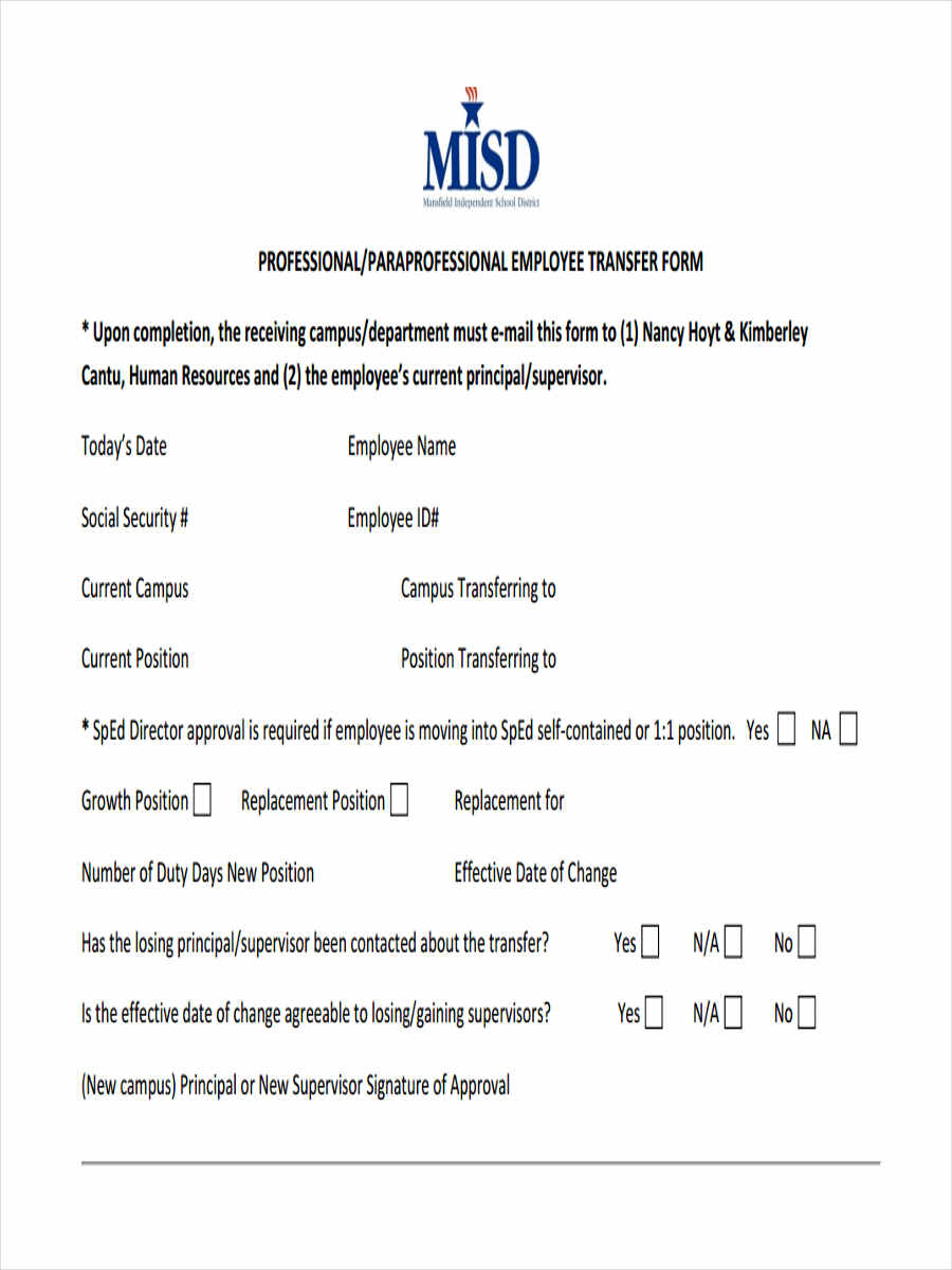 FREE 11+ Employee Transfer Form Samples, PDF, MS Word, Google Docs