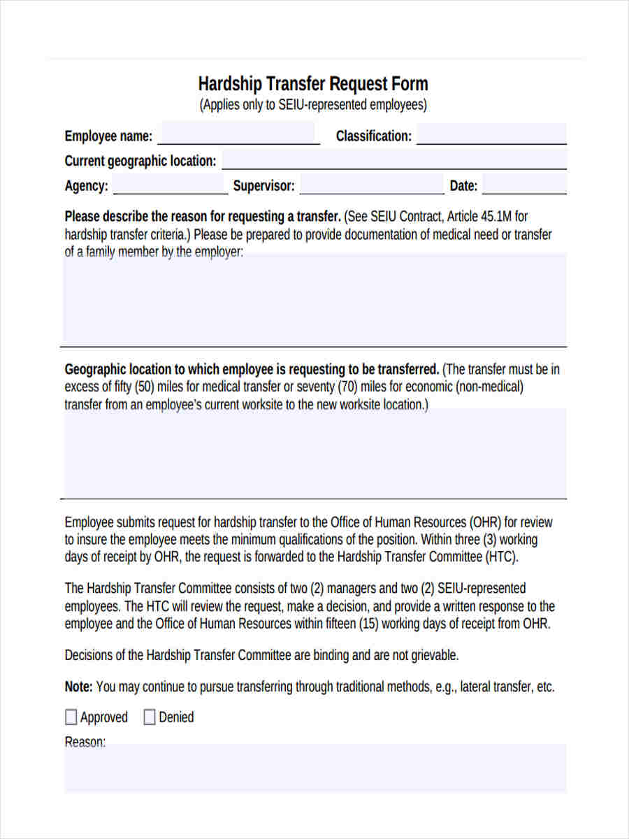 FREE 11+ Employee Transfer Form Samples, PDF, MS Word, Google Docs