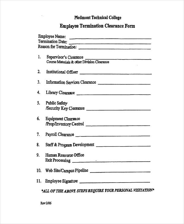 FREE 32+ Clearance Form Samples, PDF, MS Word, Google Docs