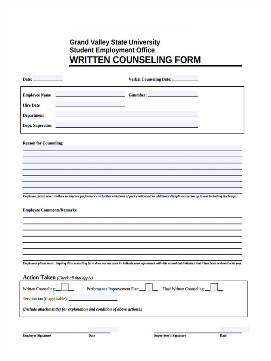 FREE 12+ Employee Counseling Form Samples, PDF, MS Word, Google Docs