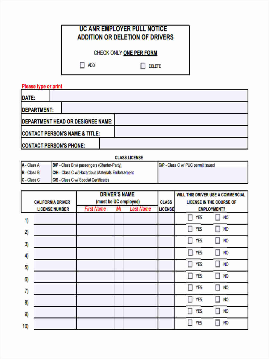 FREE 6+ Pull Notice Forms in PDF | Ms Word