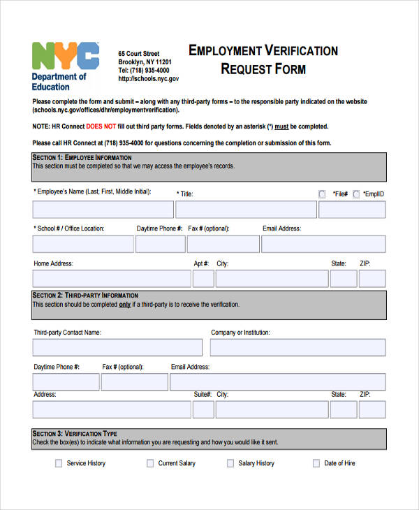 FREE 10+ Employment Verification Forms in PDF | Ms Word