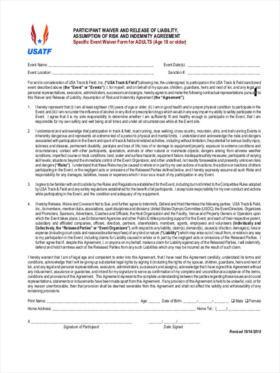FREE 13+ Event Waiver Form Samples, PDF, MS Word, Google Docs