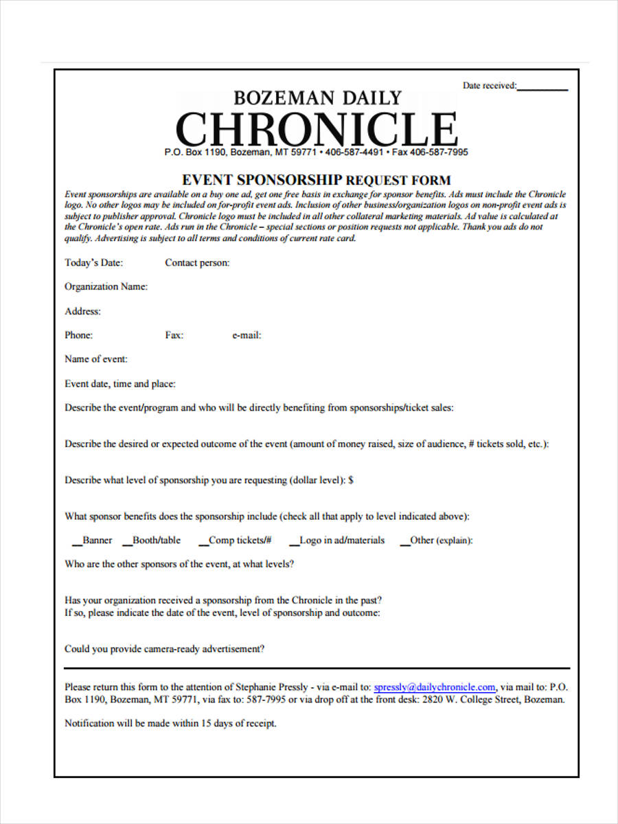 FREE 7+ Event Sponsorship Forms in MS Word | PDF | Pages