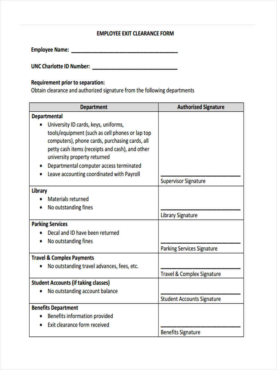 FREE 10+ Resignation Clearance Form Samples, PDF, MS Word, Google Docs