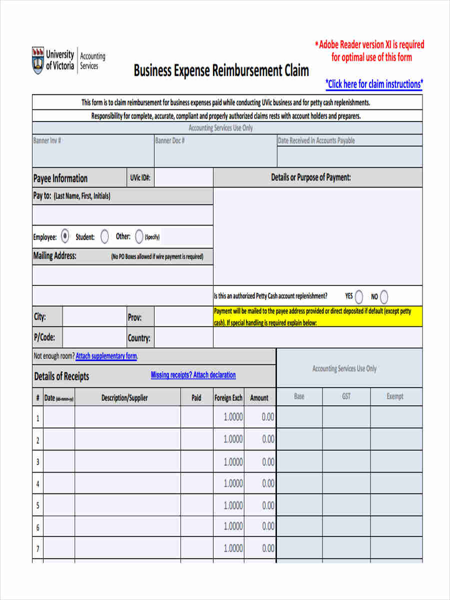 FREE 6+ Claim Reimbursement Forms in MS Word | PDF | Excel