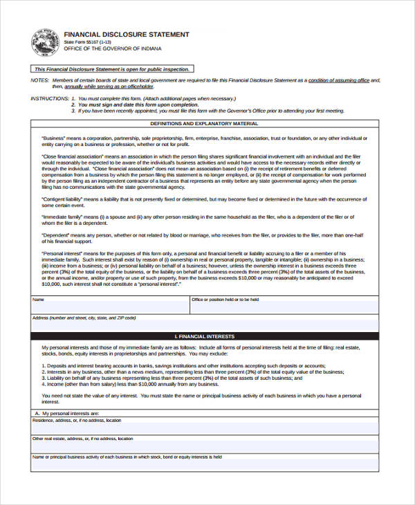 FREE 10+ Sample Disclosure Statement Forms in MS Word | PDF
