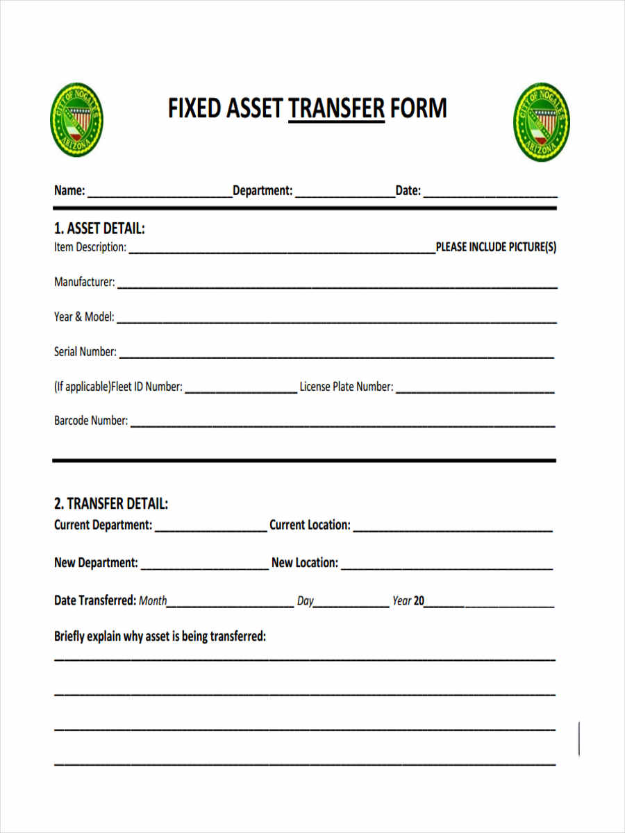 FREE 9+ Asset Transfer Forms in PDF | Ms Word | Excel